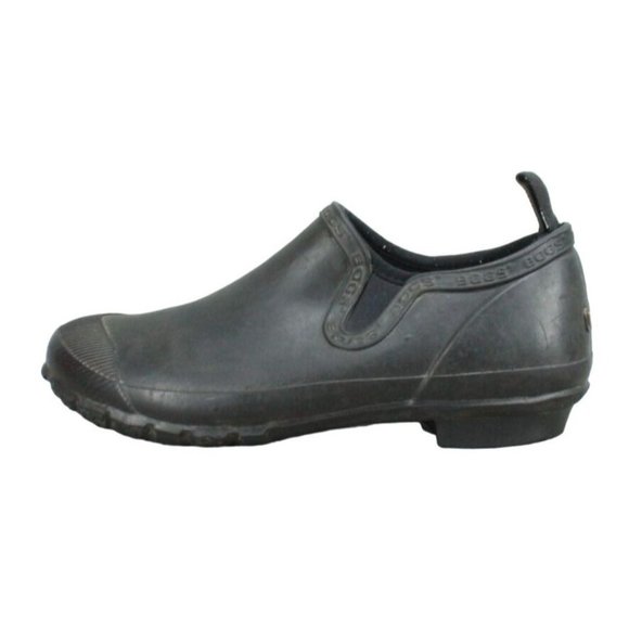 Bogs | Shoes | Bogs Rue Black Rubber Slip On Low Ankle Rain Boots Size ...